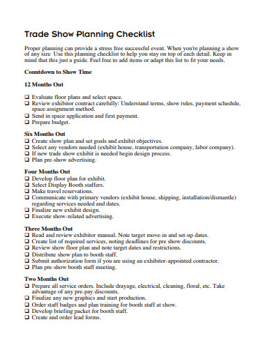 How To Make/Create a Trade Show Checklist [Templates + Examples] 2023