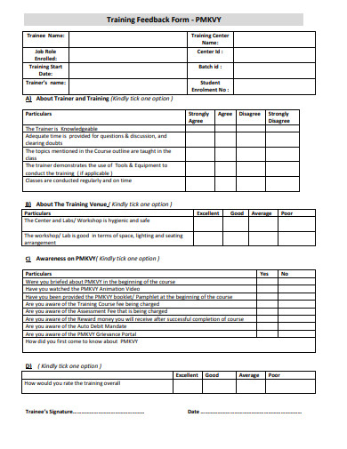 Free 19+ Training Feedback Form Templates in PDF | DOC
