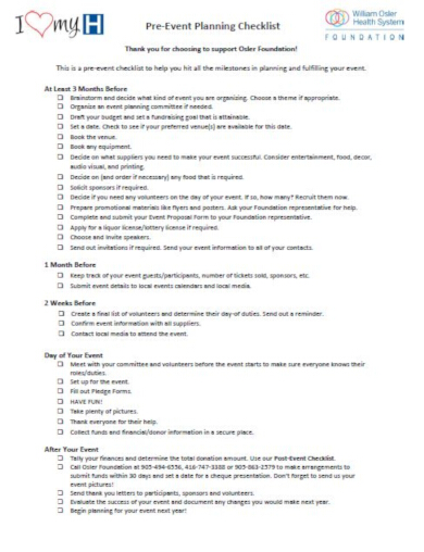 8+ Preparation Checklist Templates - PDF, Google Docs, Word, Pages