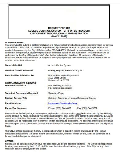 7+ Request for Bid Templates in PDF