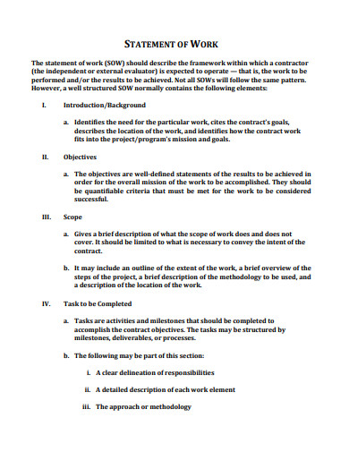 14+ Work Statement Templates in Google Docs | Word | Pages | PDF