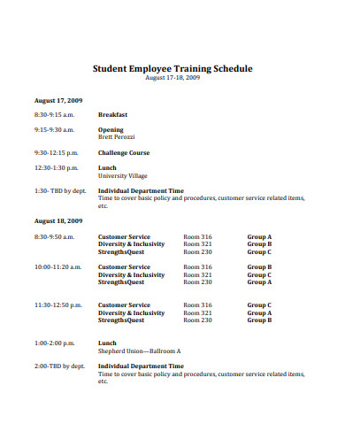 6+ Employee Training Schedule Templates in Google Docs | Google Sheets ...