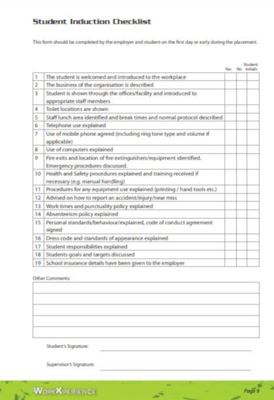 10+ Induction Checklist Templates - Google Docs, Word, Pages, PDF
