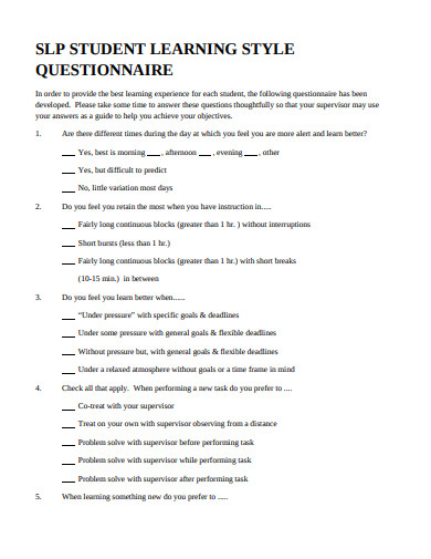 23+ Student Questionnaire Templates in Google Docs | Word | Pages | PDF