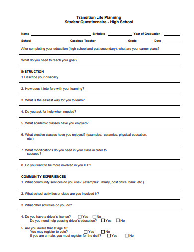 13+ School Questionnaire Templates - Google Docs, Word, Pages, PDF