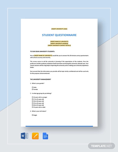 23+ Student Questionnaire Templates in Google Docs | Word | Pages | PDF