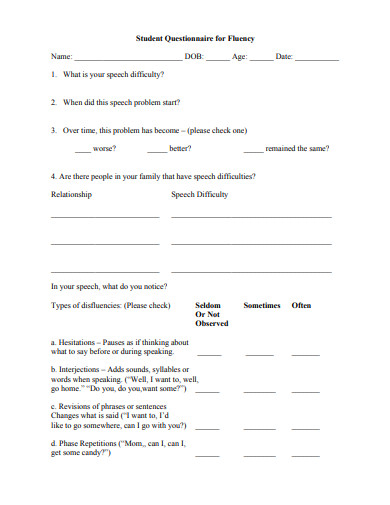 23+ Student Questionnaire Templates in Google Docs | Word | Pages | PDF