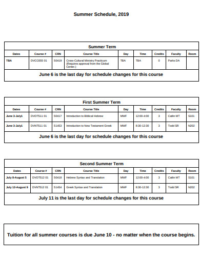 12+ Summer Schedule Templates in Google Docs | Word | Pages | PDF | XLS