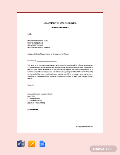 8+ Support Letter Templates in PDF | Google Docs | Word | Pages