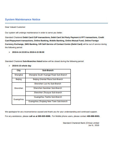 11+ Maintenance Notice Templates in PDF