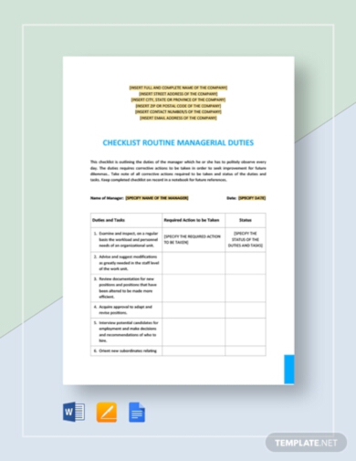 7+ Duties Checklist Templates - PDF, Word, Pages, Google Docs