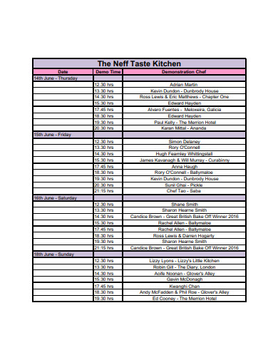 12+ Kitchen Schedule Templates in Google Docs | XLS | Word | Pages ...
