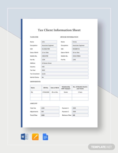 20+ Client Sheet Templates in Google Docs | Word | Pages | PDF | Google ...