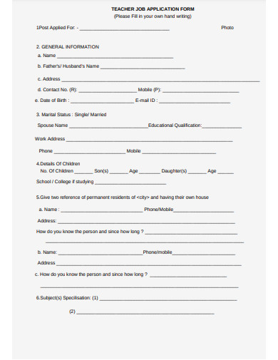 18+ Simple Job Application Form Templates in Word | Google Docs | Apple ...