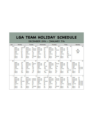 13+ Holiday Schedule Templates in Google Docs | Word | Pages | PDF | XLS