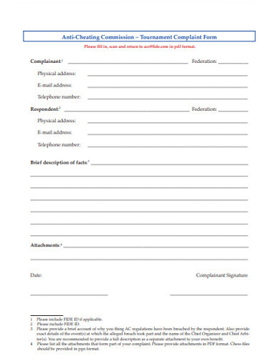 FREE 18+ Complaint Form Templates in PDF |MS Word | Pages | Docs