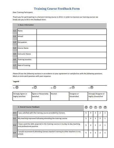 19 Training Feedback Form Templates In PDF DOC