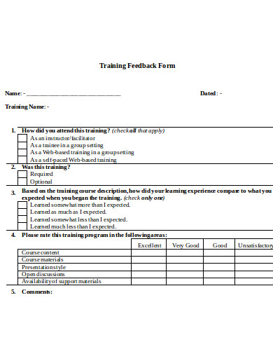 Free 19+ Training Feedback Form Templates in PDF | DOC