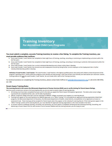 8+ Training Inventory Templates in PDF