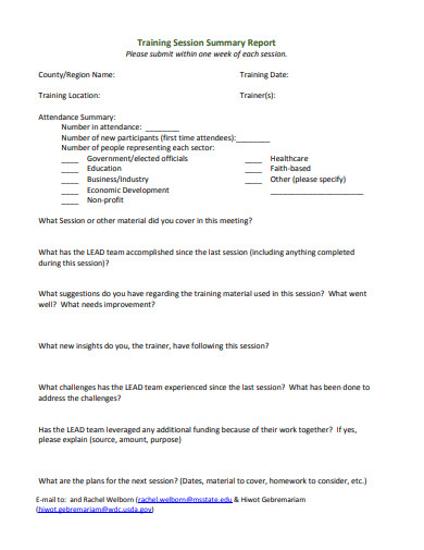 5+ Training Summary Report Templates in PDF