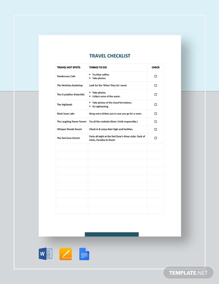 10+ Travel Checklist Templates - PDF