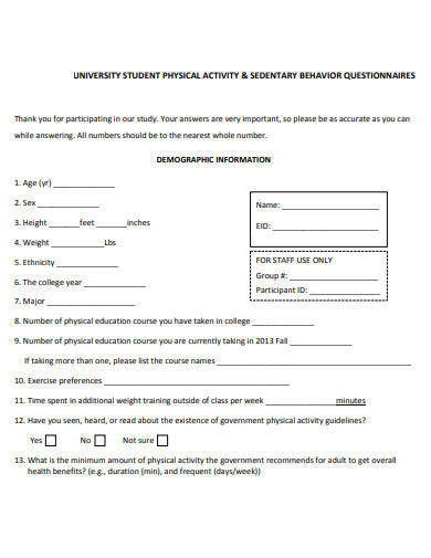 23+ Student Questionnaire Templates in Google Docs | Word | Pages | PDF