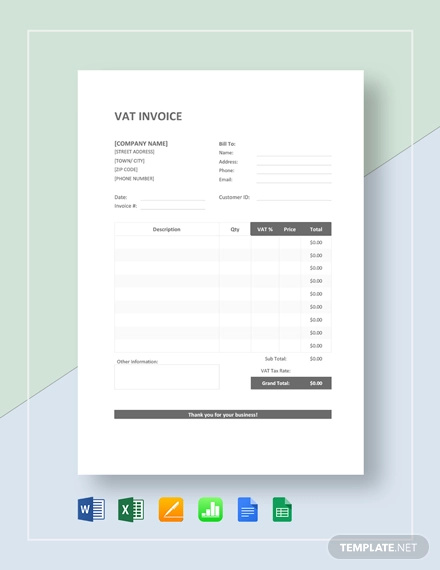 Invoice Template with Value Added Tax - 15+ Free Word, Excel, PDF ...