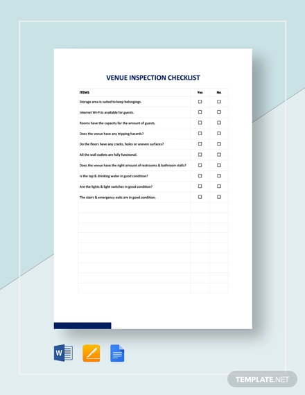 Venue Checklist Template - 9+ Free Word, PDF Documents Download