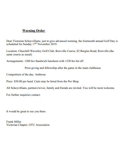 17+ Warning Order Templates - PDF, DOC