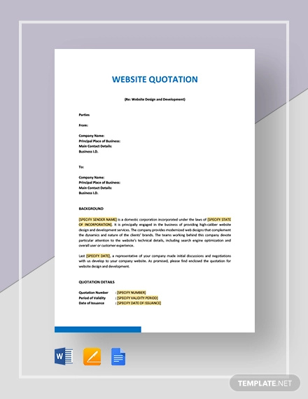 16+ Website Quotation Templates - PDF, Word, Google docs, Apple pages
