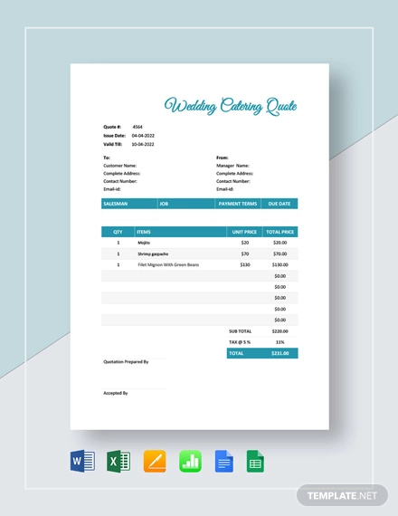16+ Catering Quotation Templates - Word, PDF