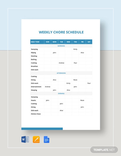 8+ Chore Schedule Templates in Google Docs | Word | PDF | Pages