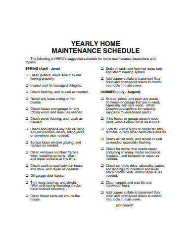 7+ Home Maintenance Schedule Templates in Google Docs | Google Sheets ...
