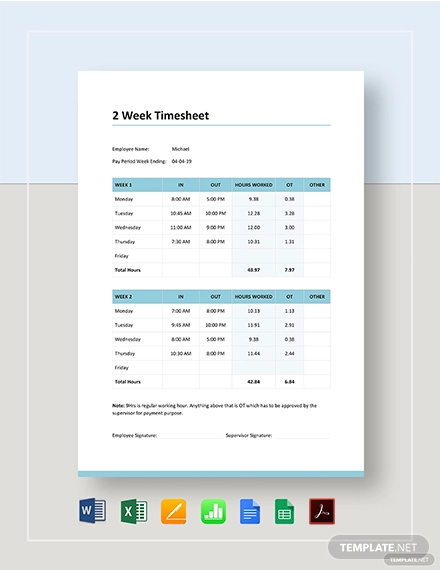 28+ Weekly Timesheet Templates – Free Sample, Example Format Download