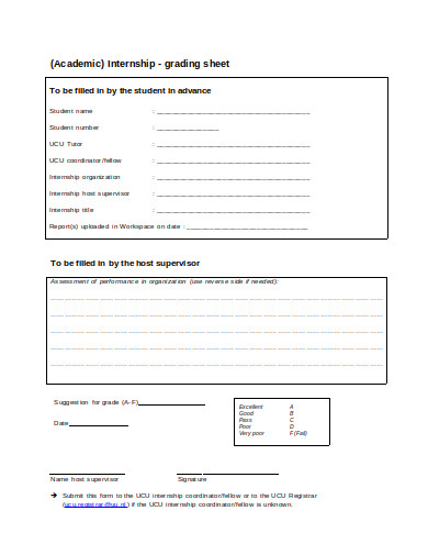 4+ Internship Grading Sheet Templates in PDF | DOC