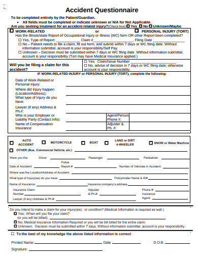 21+ Accident Questionnaire Templates in PDF | DOC