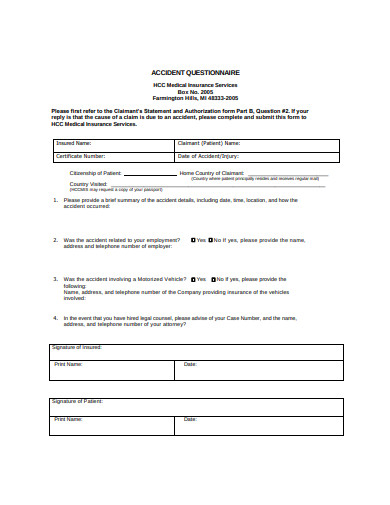 21+ Accident Questionnaire Templates in PDF | DOC