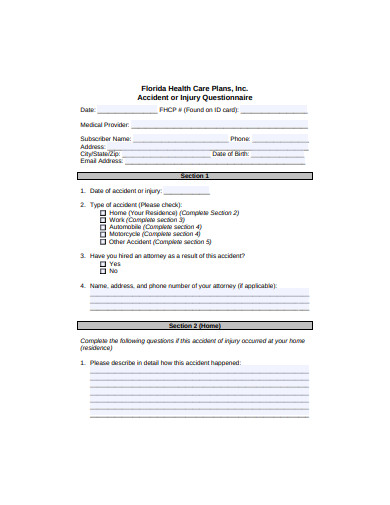 21+ Accident Questionnaire Templates in PDF | DOC
