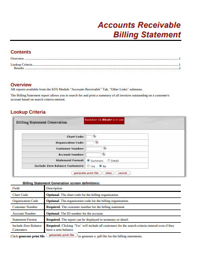 17+ Billing Statement Templates in Google Docs | Google Sheets | Word ...