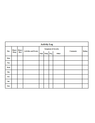 25+ Activity Log Templates in Word | Pages | PDF