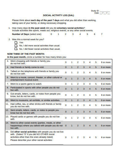 25+ Activity Log Templates in Word | Pages | PDF
