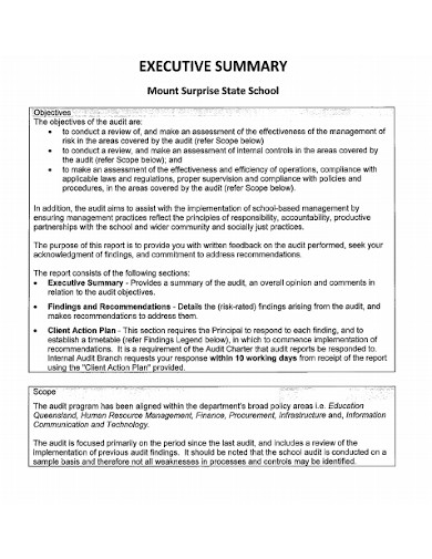 11+ Audit Executive Summary Templates in PDF | MS Word