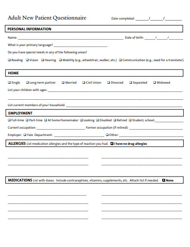 21+ Patient Questionnaire Templates in PDF | DOC