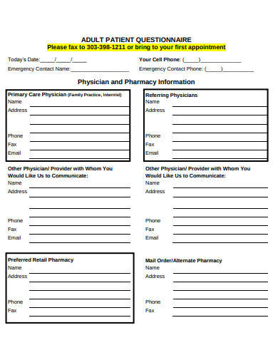 21+ Patient Questionnaire Templates in PDF | DOC