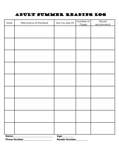 FREE 13+ Summer Reading Log Templates in PDF | MS Word