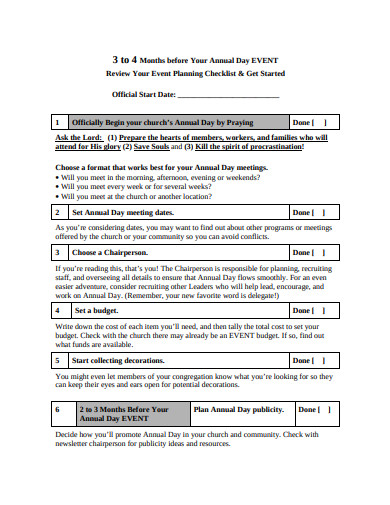 6+ Church Event Planning Checklist Templates in DOC | PDF