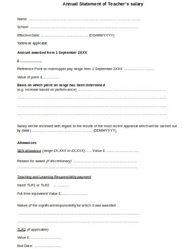 9+ Salary Statement Templates in PDF | DOC | XLS