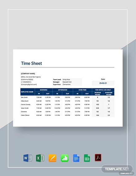 Numbers Timesheet Template 17 Free Sample Example Format Download