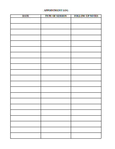FREE 9+ Appointment Log Templates in PDF | MS Word