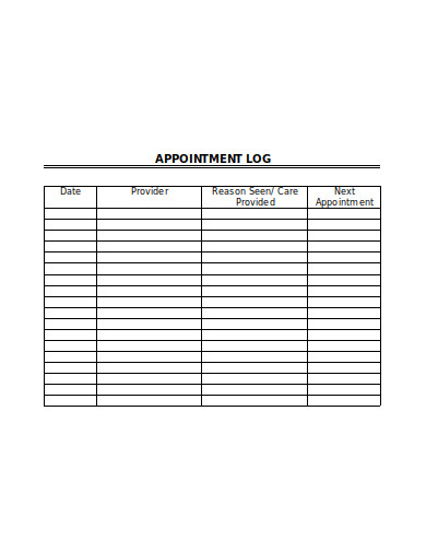 FREE 9+ Appointment Log Templates in PDF | MS Word